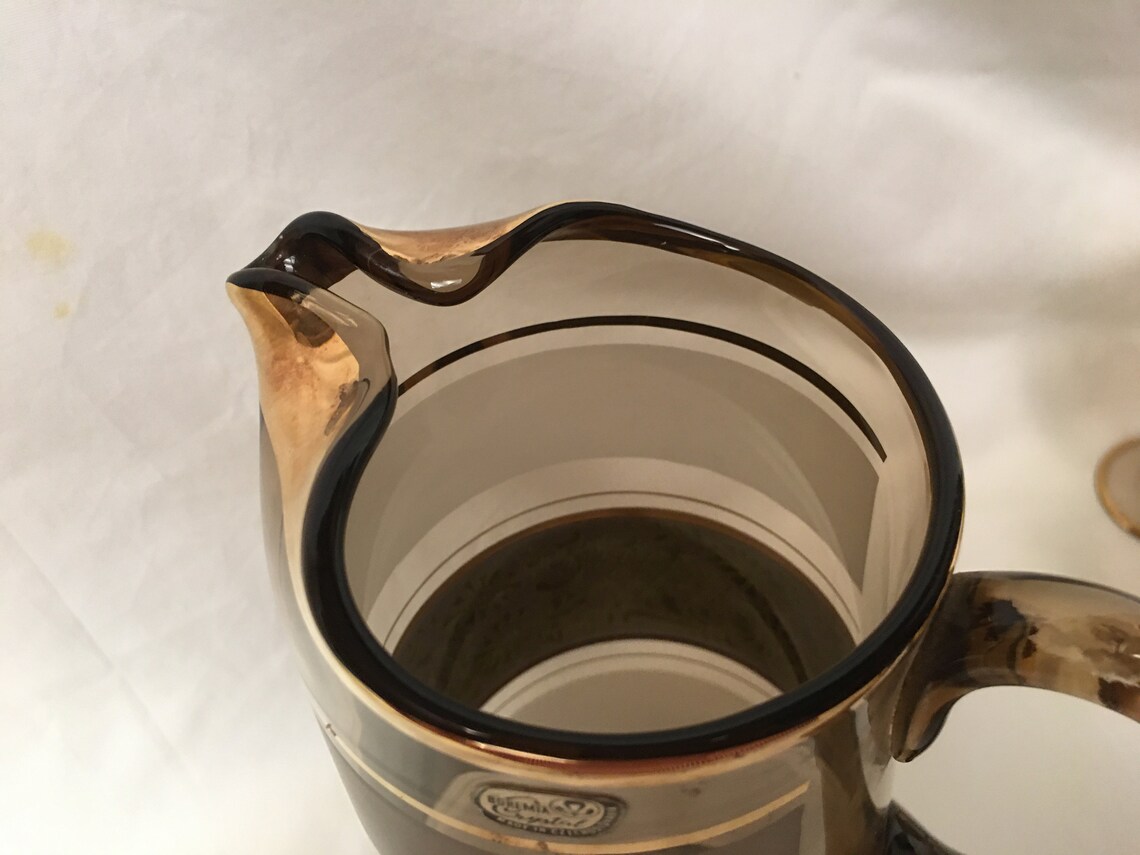 Mid Century Bohemia Czech Crystal Cocktail Bar Set. Pitcher - Etsy