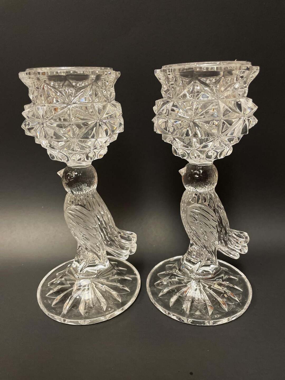 Hofbauer Byrds Crystal Candle Holders, Immaculate - Etsy