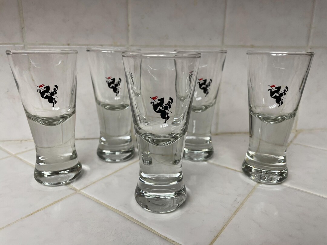 Vintage Polish Wyborowa Polish Vodka Shot Glasses Tall 4 1/8" Black ...