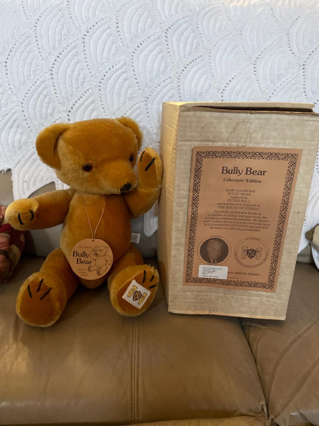 Vintage Nisbit Bully Bear: 17" Mohair Teddy, Signed COA, Original Box ...