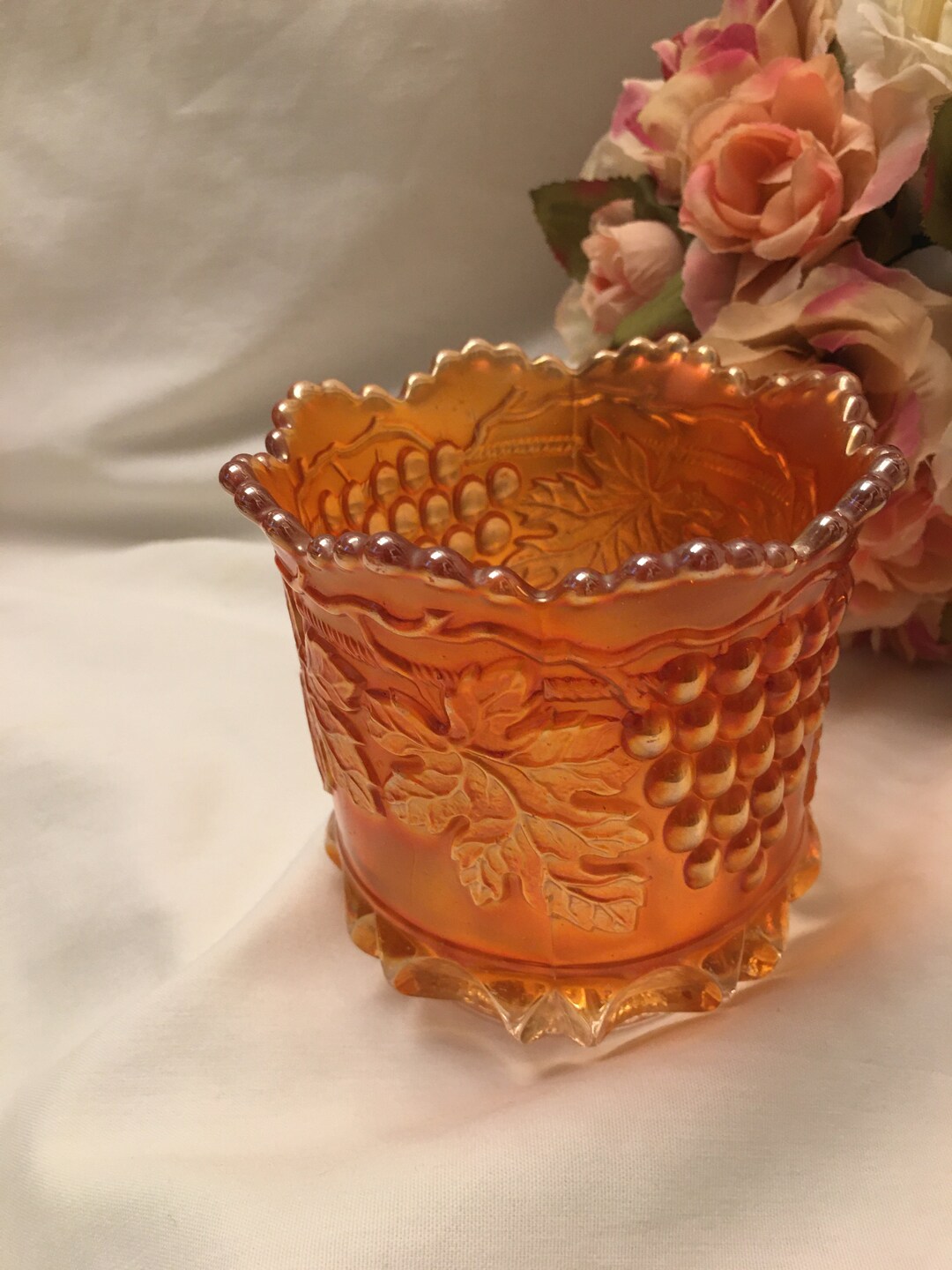 Northwood Grapes and Cable Carnival Glass Marigold Spooner - Etsy