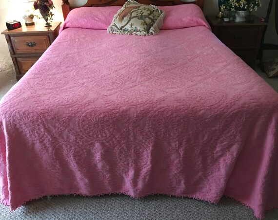 Rose Pink Bedspread Woven Starburst Jacquard Excellent - Etsy