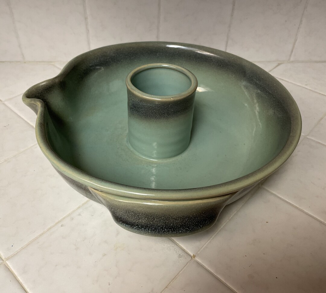 Vintage Chicken Roaster, Glazed Stoneware With Center Cup - Etsy