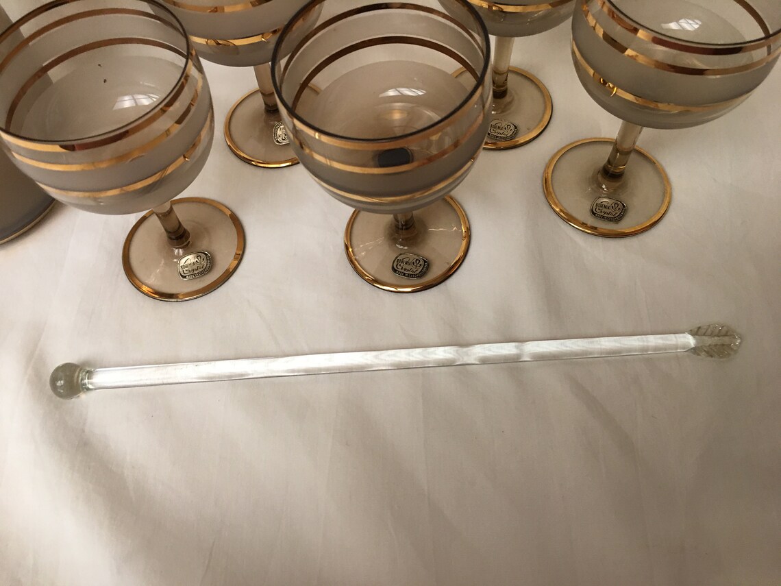 Mid Century Bohemia Czech Crystal Cocktail Bar Set. Pitcher - Etsy