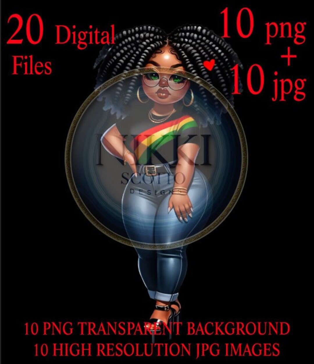 Chibi AI Generated JUNETEENTH Digital Art Set -20 Files | 10 Png ...