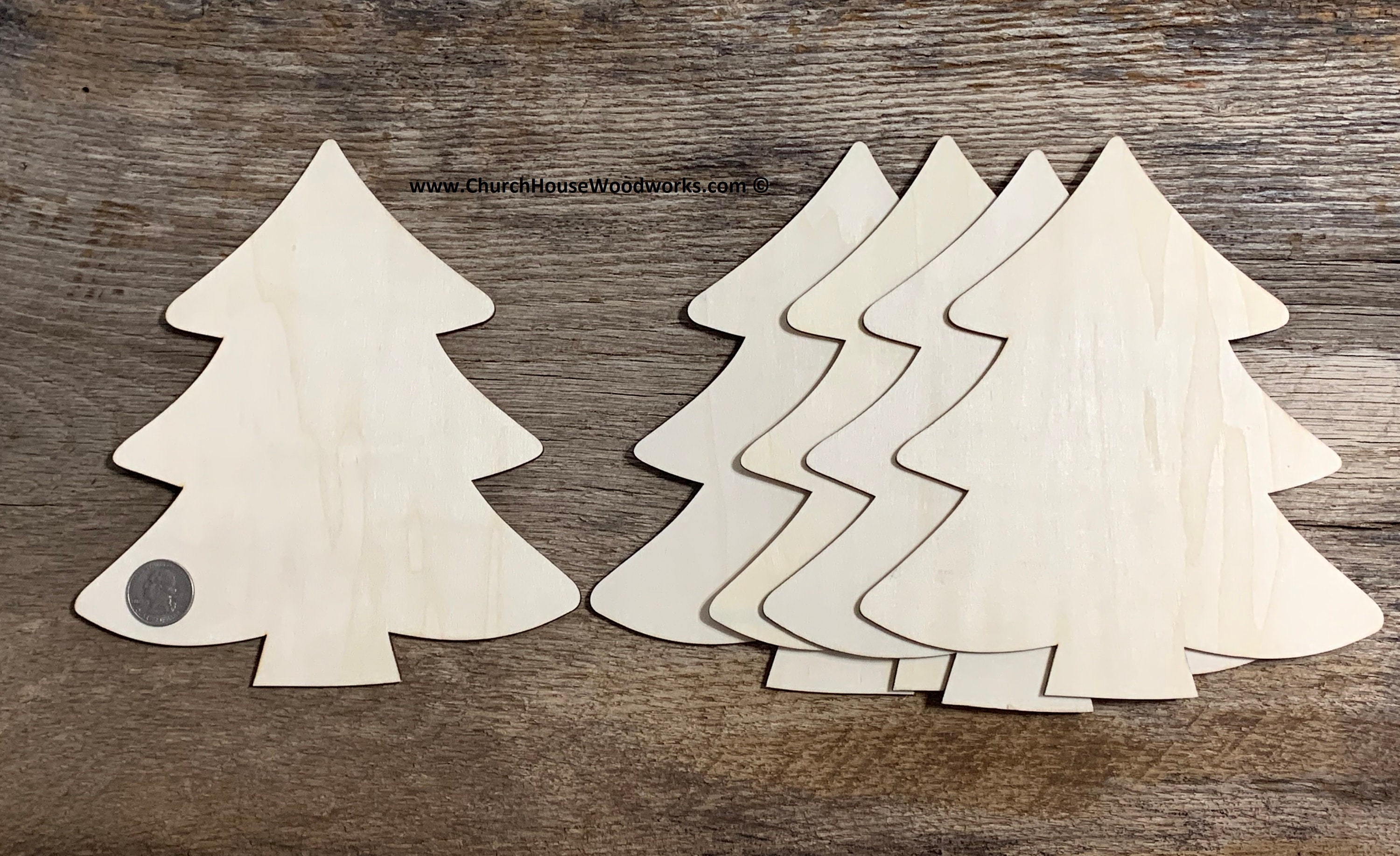 5 Qty of 8 Inch Wood Christmas Tree Ornaments Miniatures - Etsy