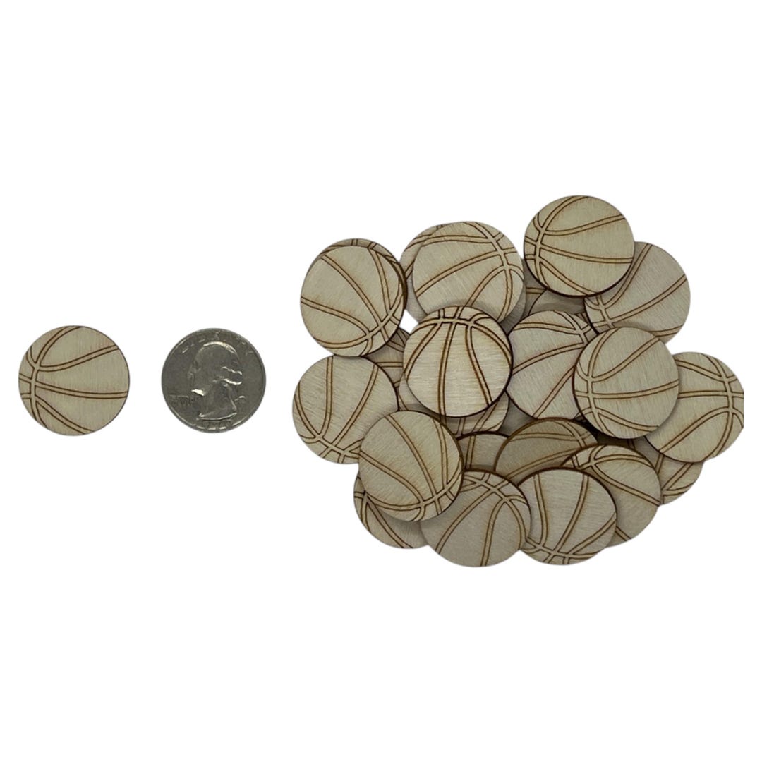50 Wood Basketball Cutouts – 1" Unfinished Birch Blanks – DIY Craft ...