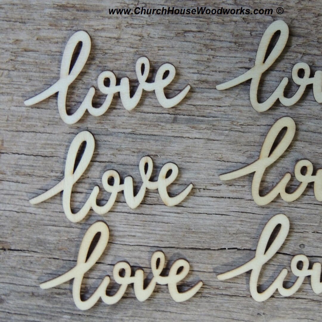 25 Pcs 2" Cursive Love Wood Cutouts – Unfinished Birch Blanks – DIY ...