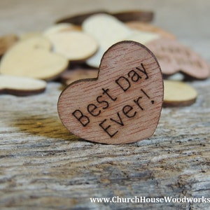 100 Best Day Ever 1 Wood Hearts, Wood Confetti Engraved Love Hearts ...