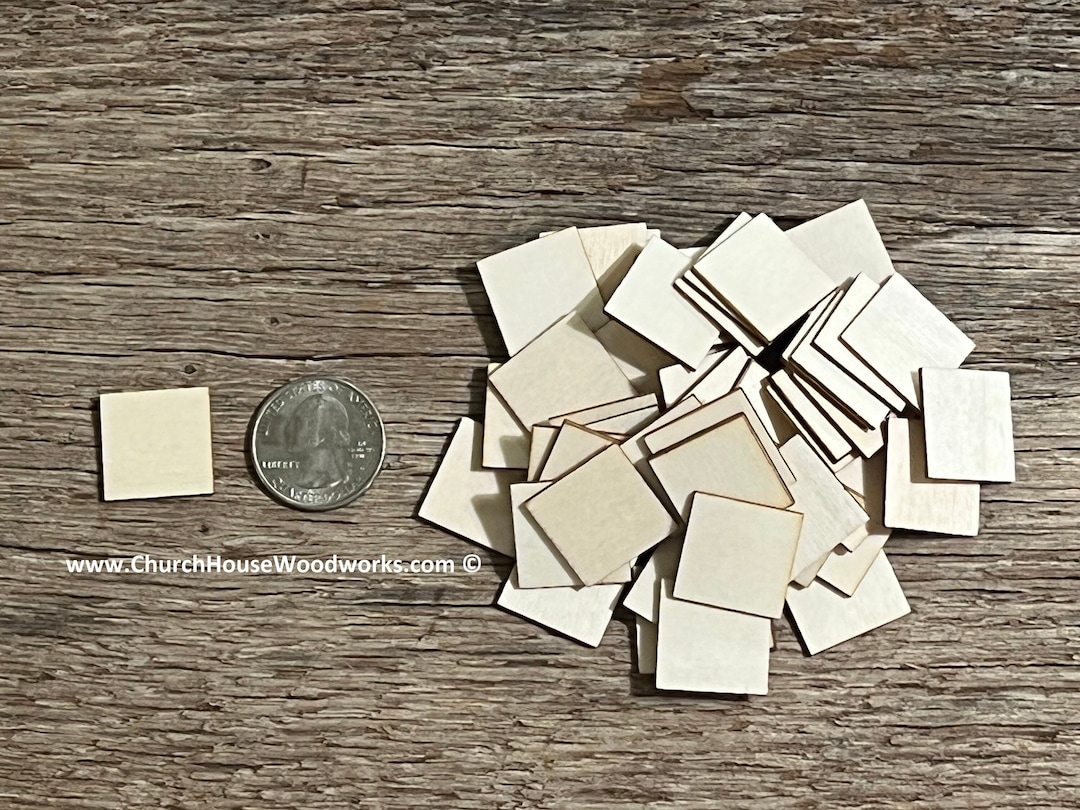 50 Blank 3/4 Inch Wooden Craft Squares, DIY Craft Supplies Wood Square ...