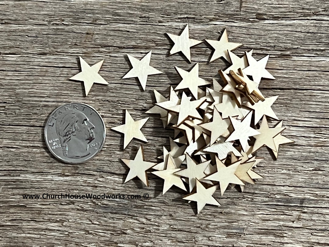 50 Pcs 5/8" Star Wood Cutouts – Unfinished Birch Veneer Blanks – DIY ...