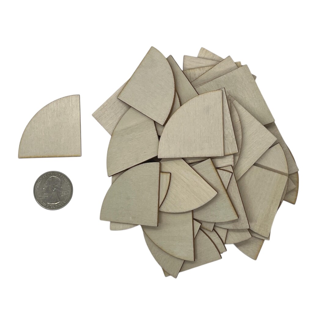 50 Pcs 1.5" Wood Quarter Circle Cutouts – Unfinished Birch Blanks – DIY ...