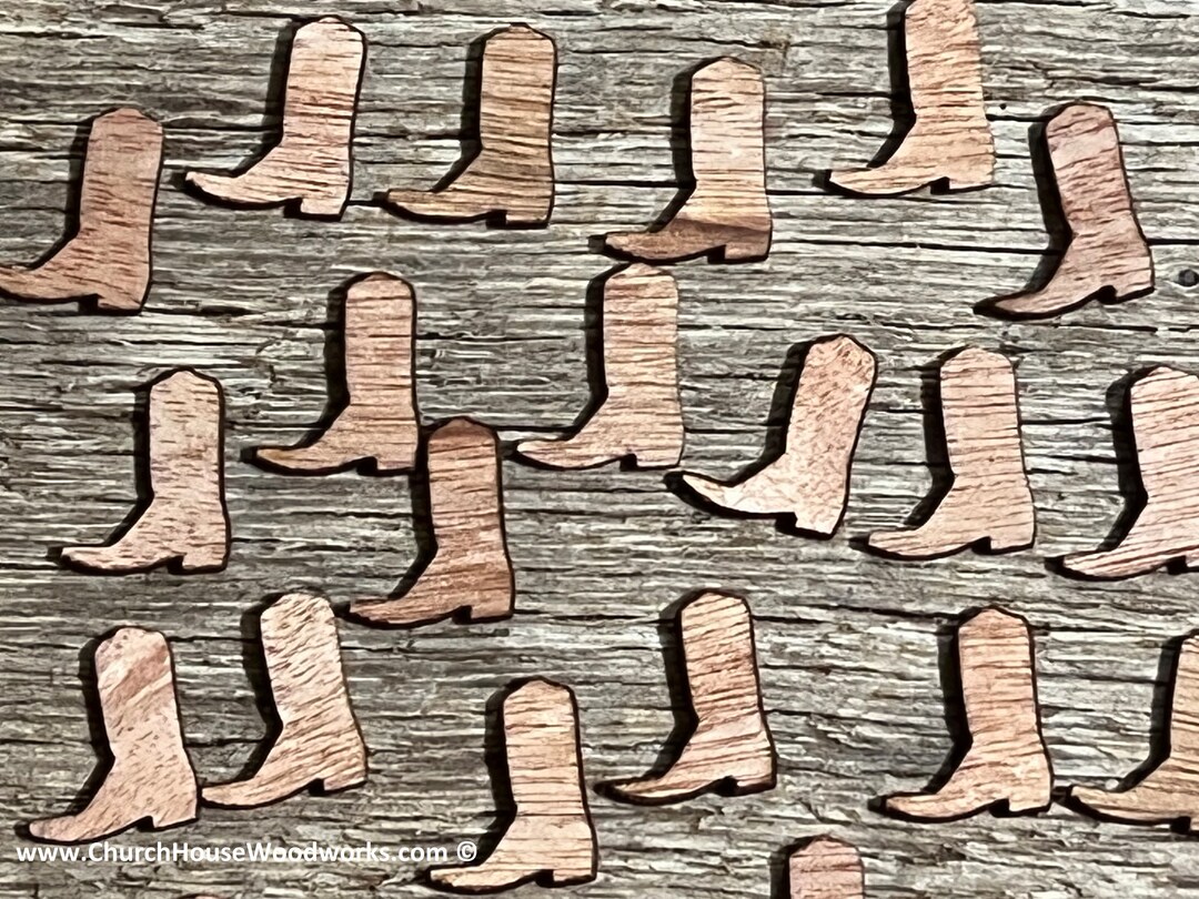 100 Wood Cowboy Boots 3/4 Inch Tall Little Wooden Confetti - Etsy