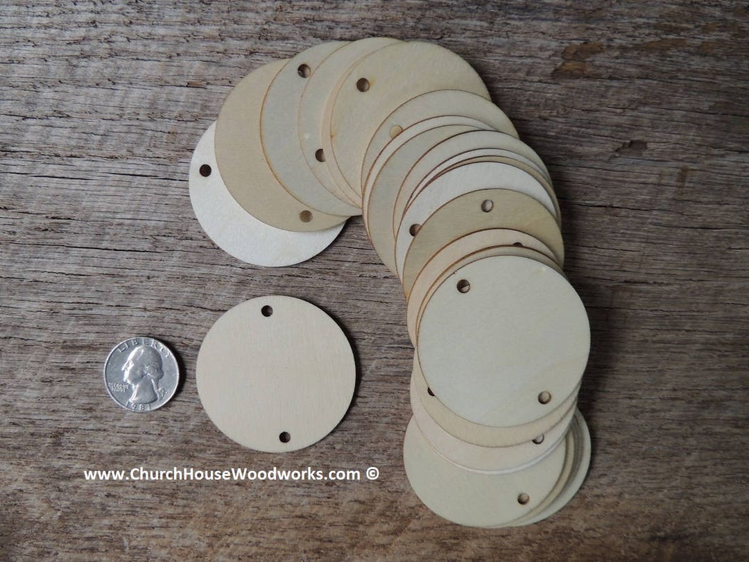 25 Wood Tag Circles With 2 Holes – 2" Unfinished Birch Blanks – DIY ...