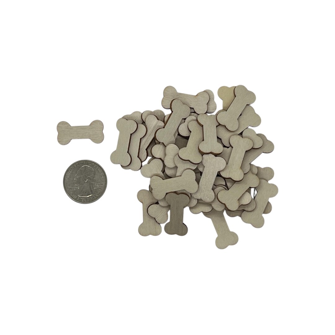 50 Qty 1" Laser-cut Wooden Dog Bone Shapes – Craft Supplies for DIY Pet ...