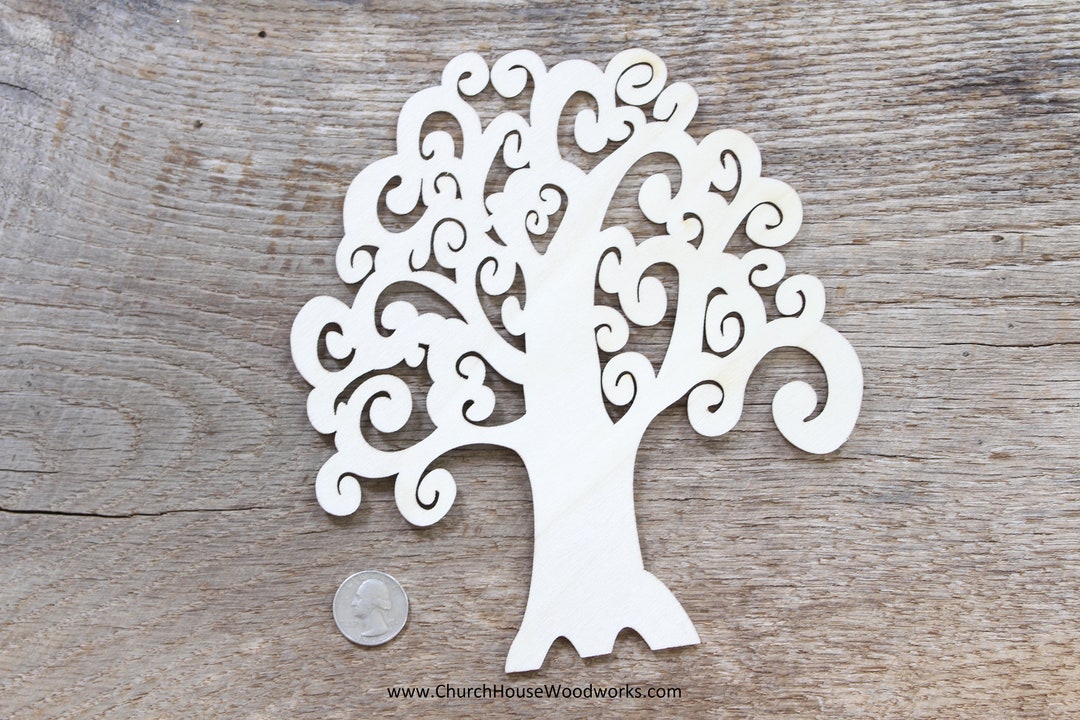 5 Qty 7.75 Inch Wood Tree Shapes - Set DIY Craft Idea- Wooden Craft ...