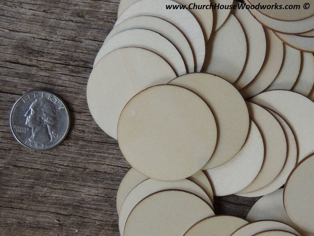 50 Wood Circles – 1.5" Unfinished Birch Blanks – DIY Craft Supply for ...