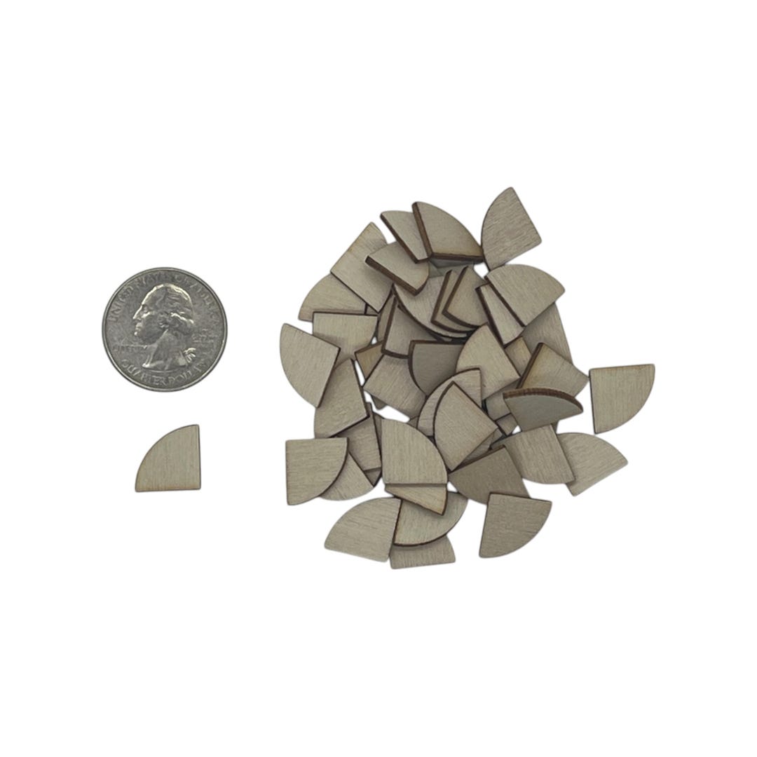 50 Pcs 0.5" Wood Quarter Circle Cutouts – Unfinished Birch Mini Blanks ...