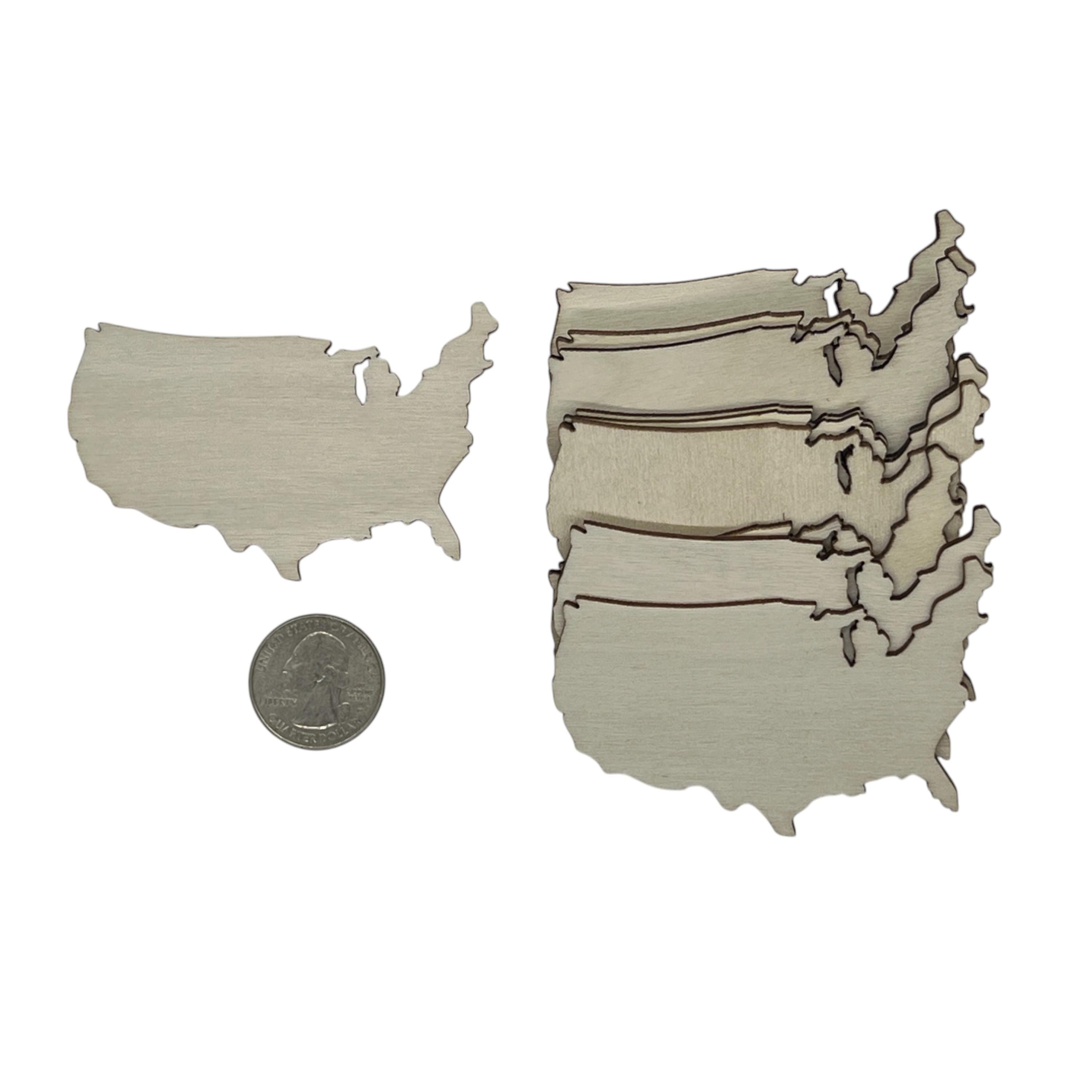 10 Pcs 3" Wood USA Map Cutouts – Unfinished Birch Blanks – DIY Craft ...