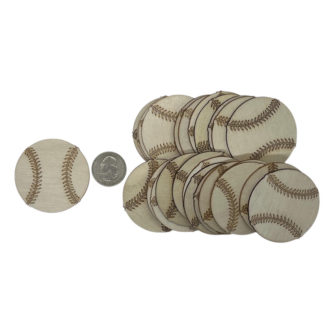 25 Pcs 2" Wood Baseball Cutouts – Unfinished Birch Blanks – DIY Craft ...