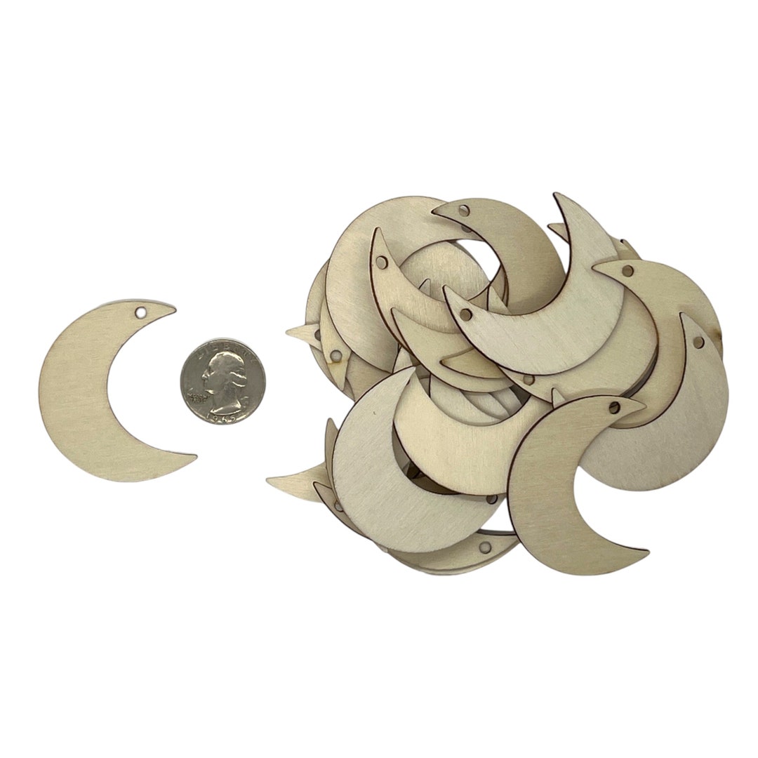 25 Pcs 2" Wood Crescent Moon Cutouts – Unfinished Birch Blanks – DIY ...