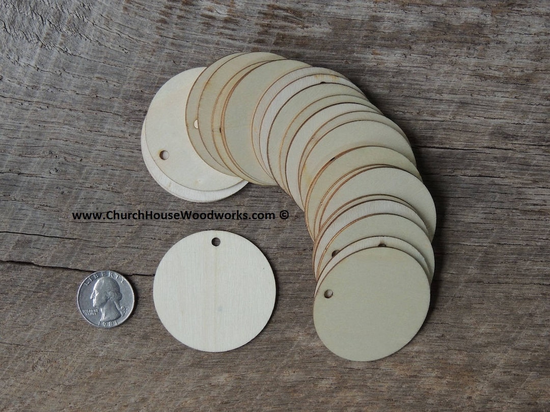 25 Wood Tag Circles With Hole – 2" Unfinished Birch Blanks – DIY Craft ...