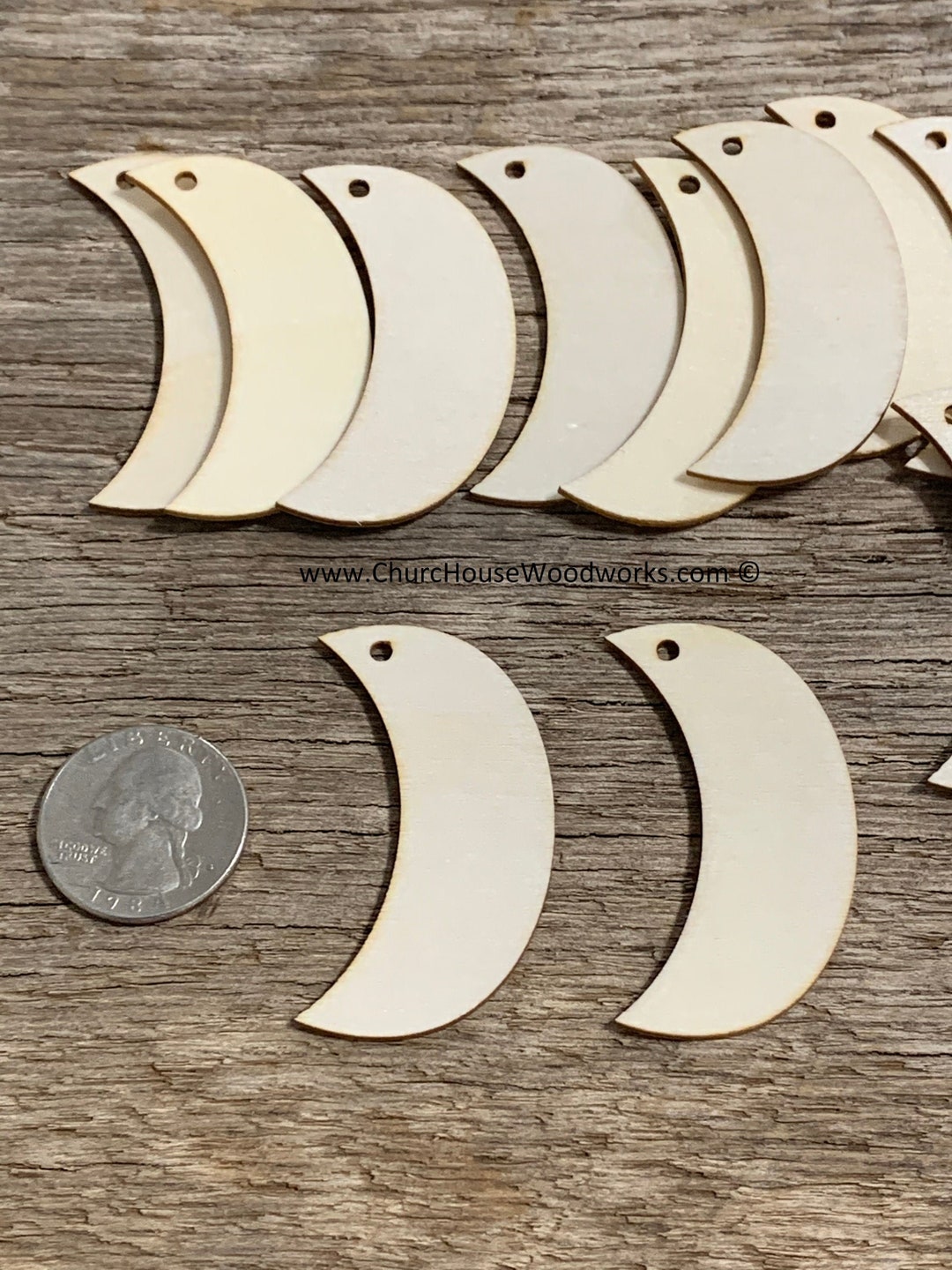 25 Qty 2 Inch CRESCENT MOON Wooden Craft Geometric Shapes, Diy Craft ...