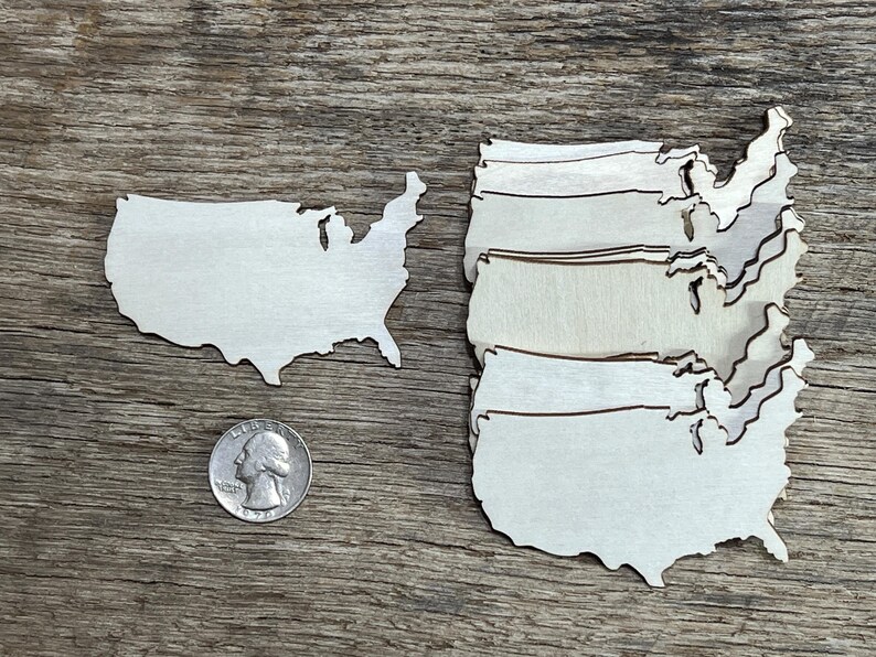 10 Pcs 3" Wood USA Map Cutouts – Unfinished Birch Blanks – DIY Craft ...