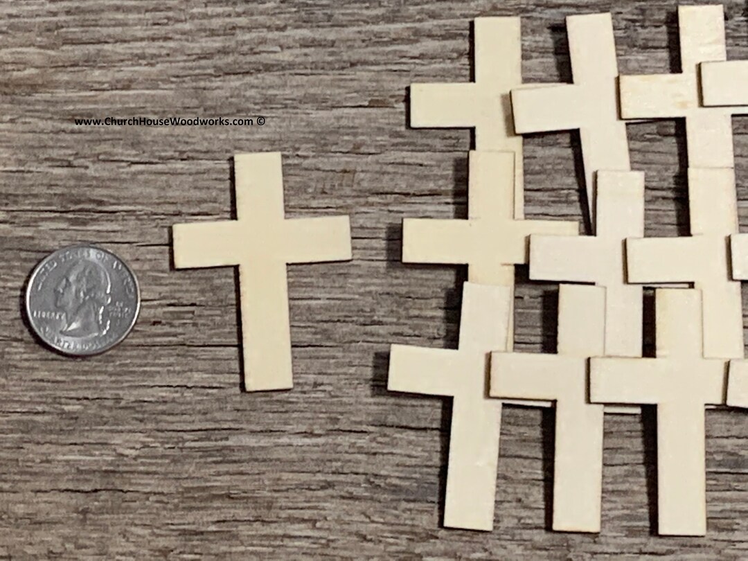 25 Qty 2 Inch CROSSES Wood Shapes, DIY Craft Supplies Two Inch, No Hole ...