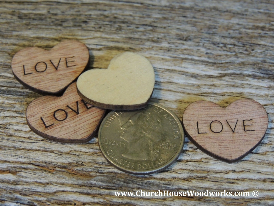 100 Love Heart Wood Cutouts – Unfinished Dark Veneer, DIY Craft Supply ...