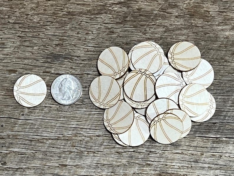 50 Wood Basketball Cutouts – 1" Unfinished Birch Blanks – DIY Craft ...