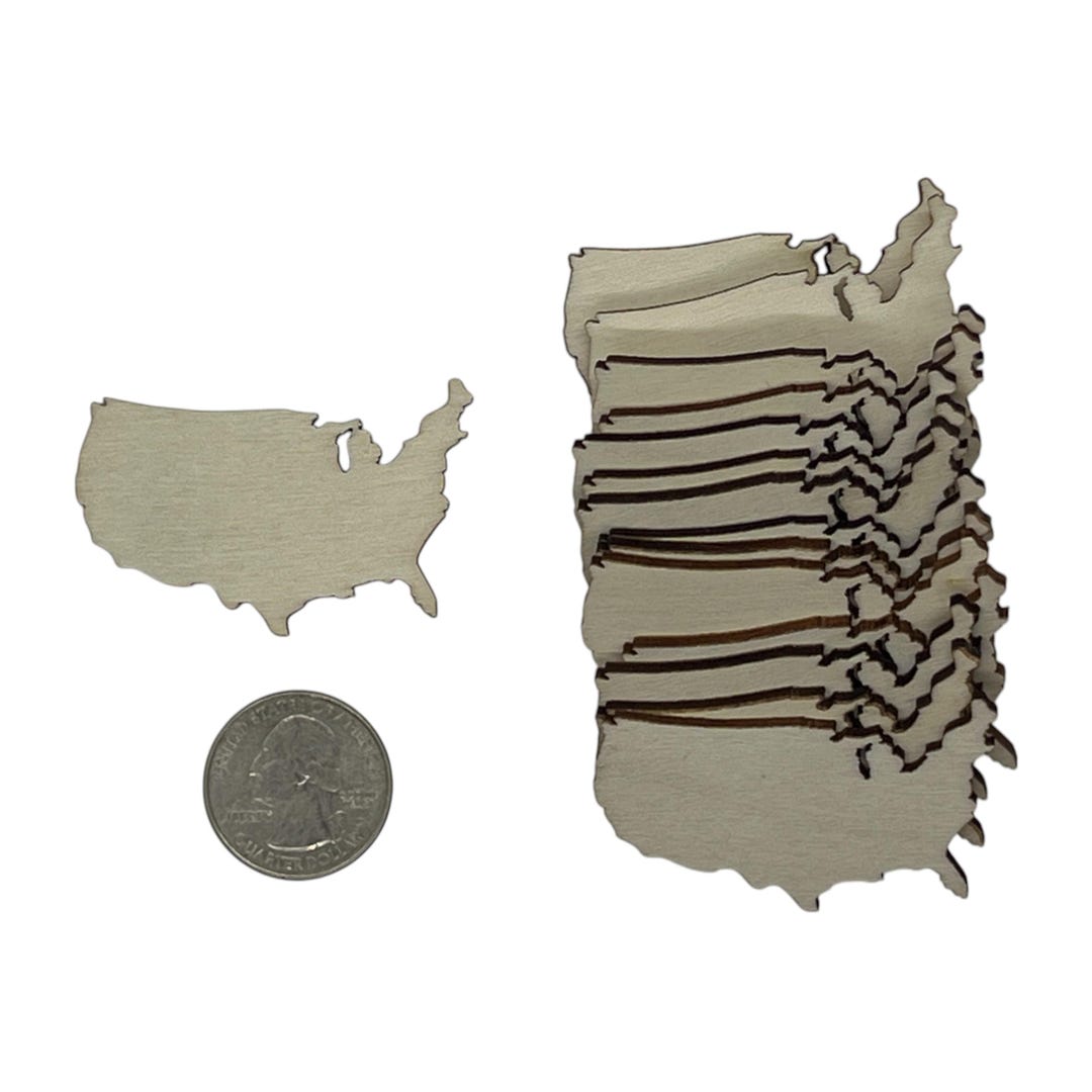25 Pcs 2" Wood USA Map Cutouts – Unfinished Birch Blanks – DIY Craft ...