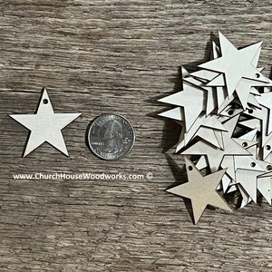 25 Qty 1-1/2 Inch Five Point Star Wooden Craft Shapes, DIY Craft ...