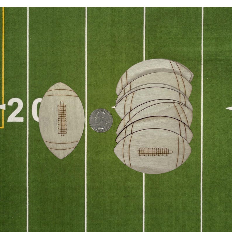 10 Wood Football Cutouts – 3" Unfinished Birch Blanks – DIY Craft ...