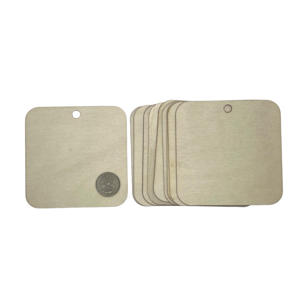 10 Pcs 4" Wood Square Tags With Rounded Corners – Unfinished Birch ...