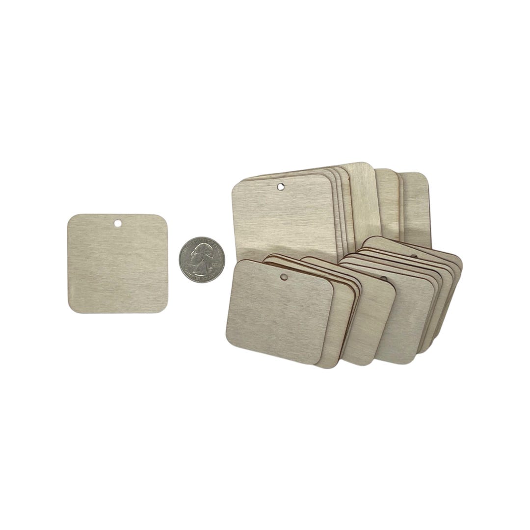 25 Pcs 2" Wood Tag Squares With Rounded Corners – Unfinished Birch ...