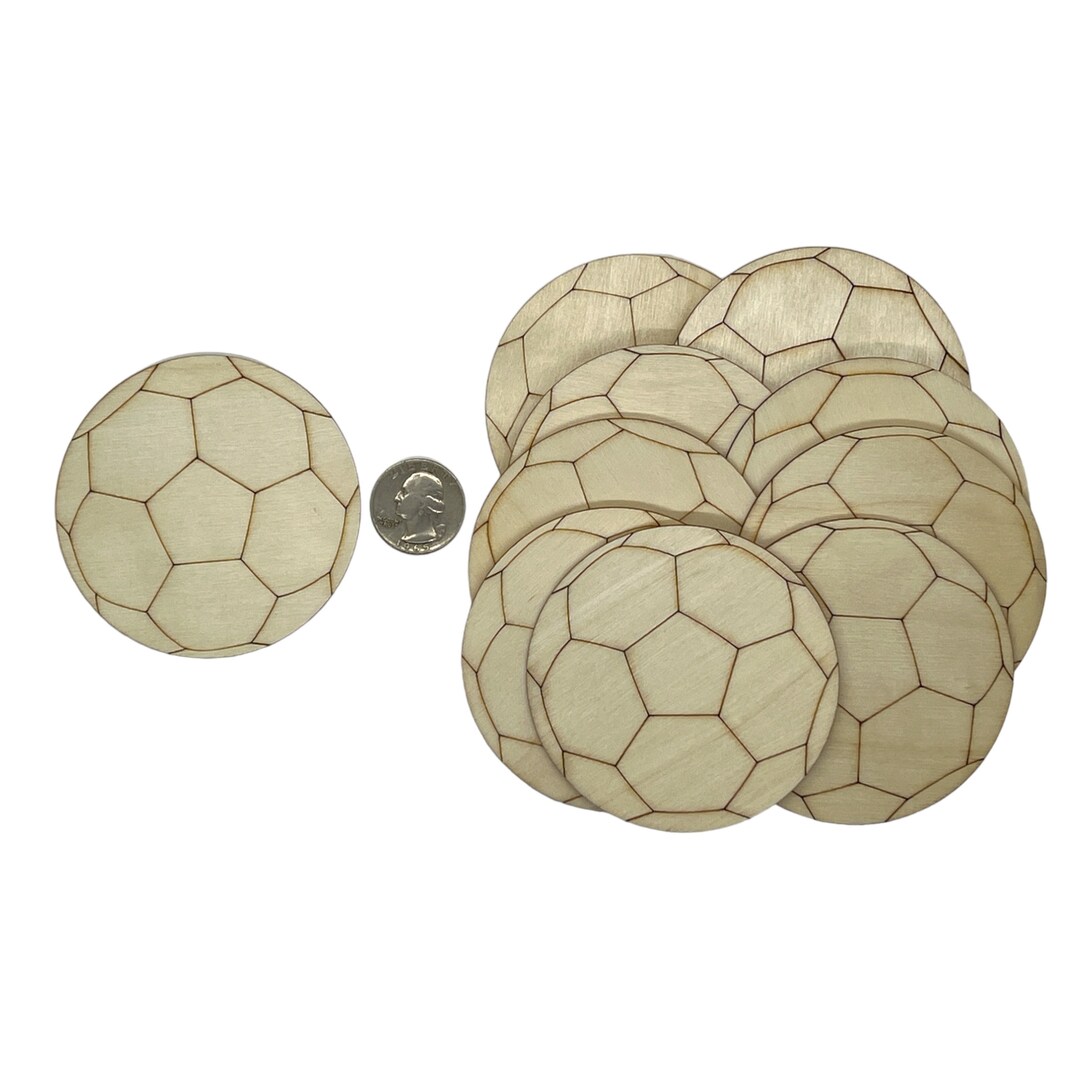 10 Wood Soccer Ball Cutouts – 3" Unfinished Birch Blanks – DIY Craft ...