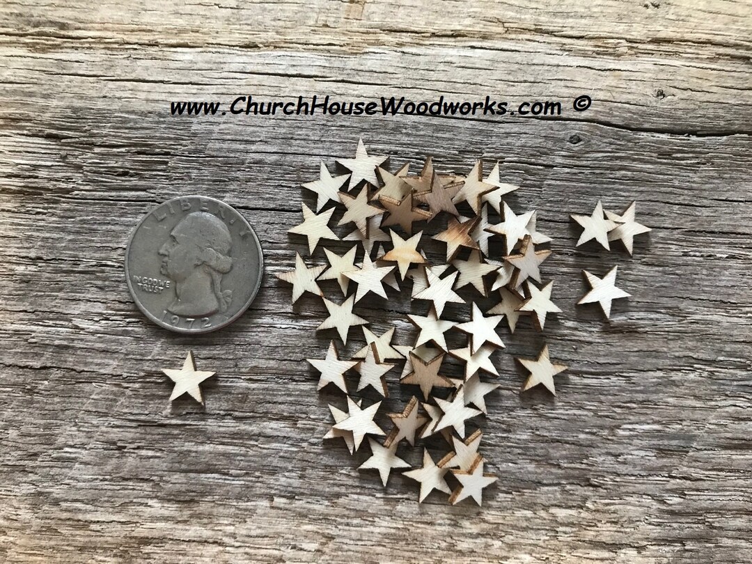50 Pcs 3/8" Tiny Star Wood Cutouts – Unfinished Birch Veneer Blanks ...