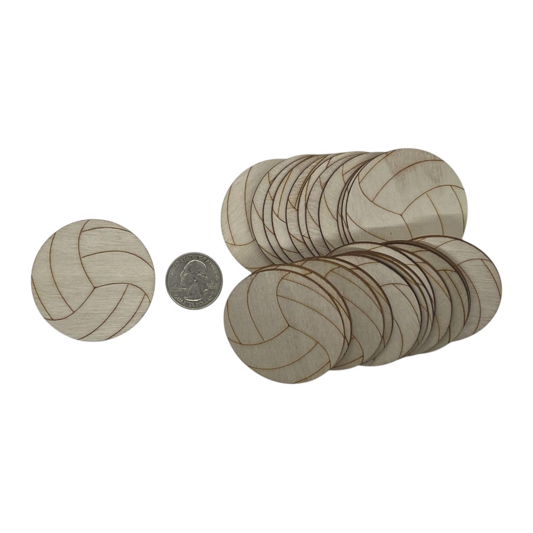 25 Qty 2" Wooden Volleyball Shapes - Laser Cut Sports Craft Pieces for ...