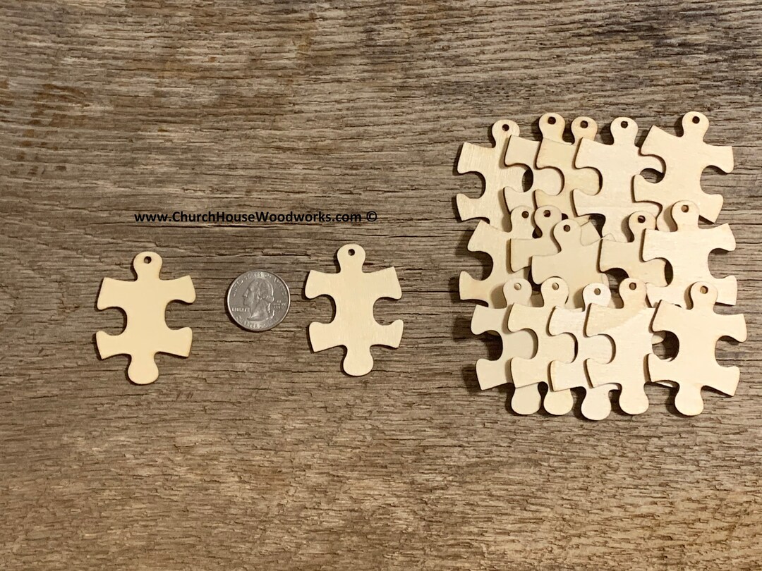 25 Pcs 2" Wood Puzzle Piece Tags With Hole – Unfinished Birch Blanks ...