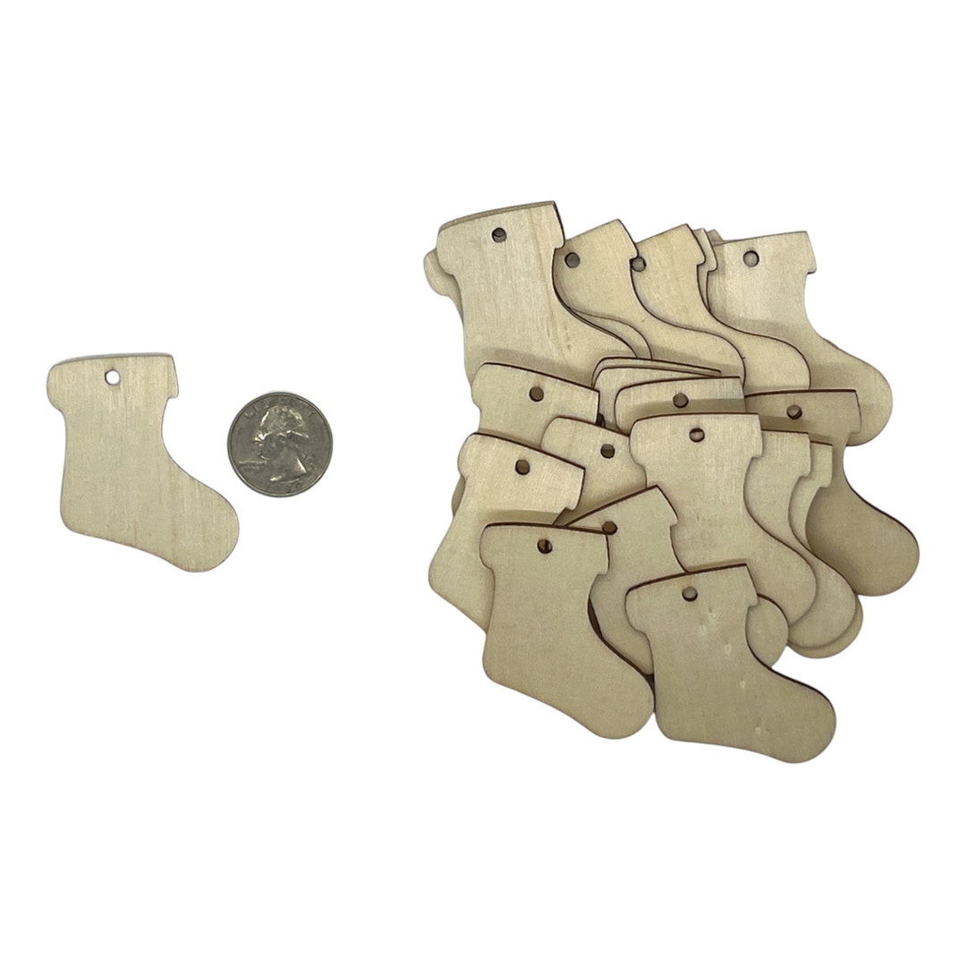 25 Qty 2 Inch CHRISTMAS STOCKING Wooden TAG Craft Circles, Diy Craft ...