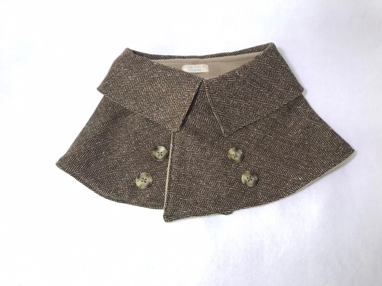Pet CAPE Dog Tweed Cape Herringbone Wool Blend Capelet With - Etsy