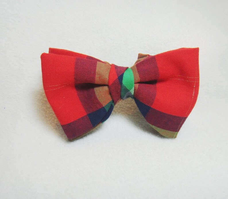 Dog butterfly bow tie Large dicky bow bowtie Red green gold | Etsy