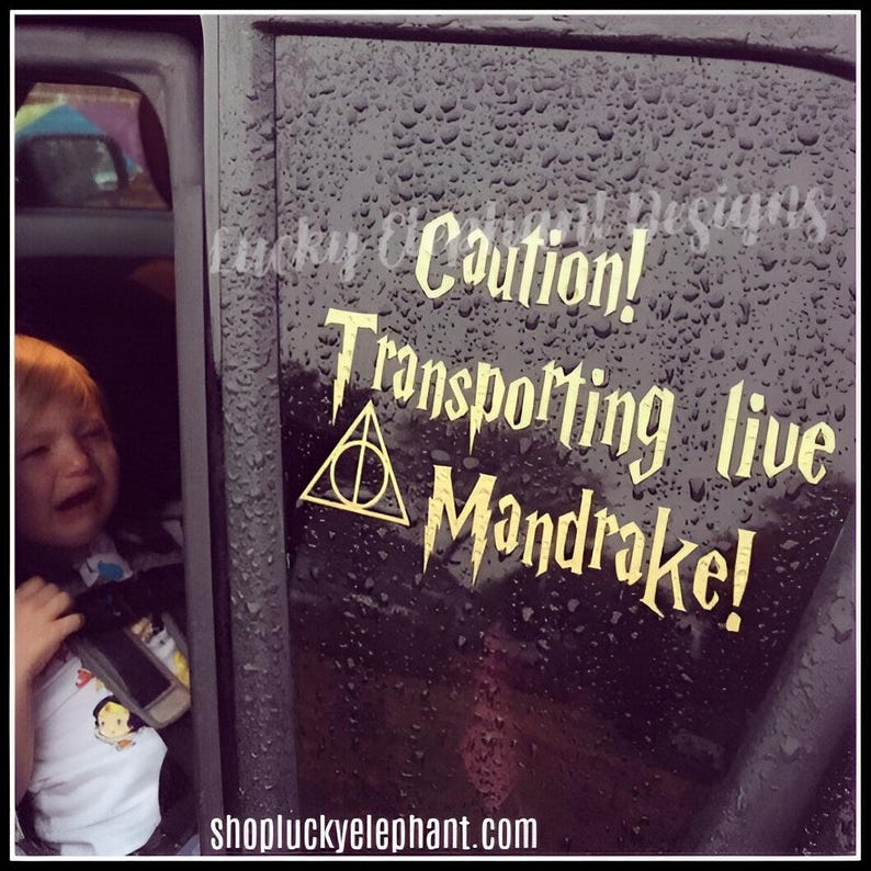 Transporting Live Mandrake Car Decal - Mandrake Baby on Board Decal ...