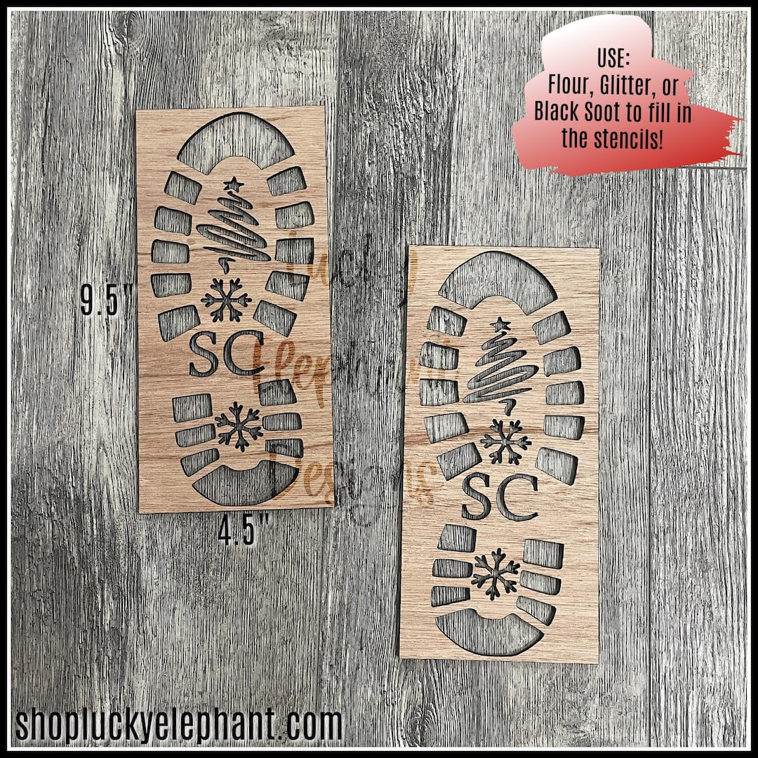Santa Footprint Stencils - Santa Boot Stencils - Santa Footprints for ...