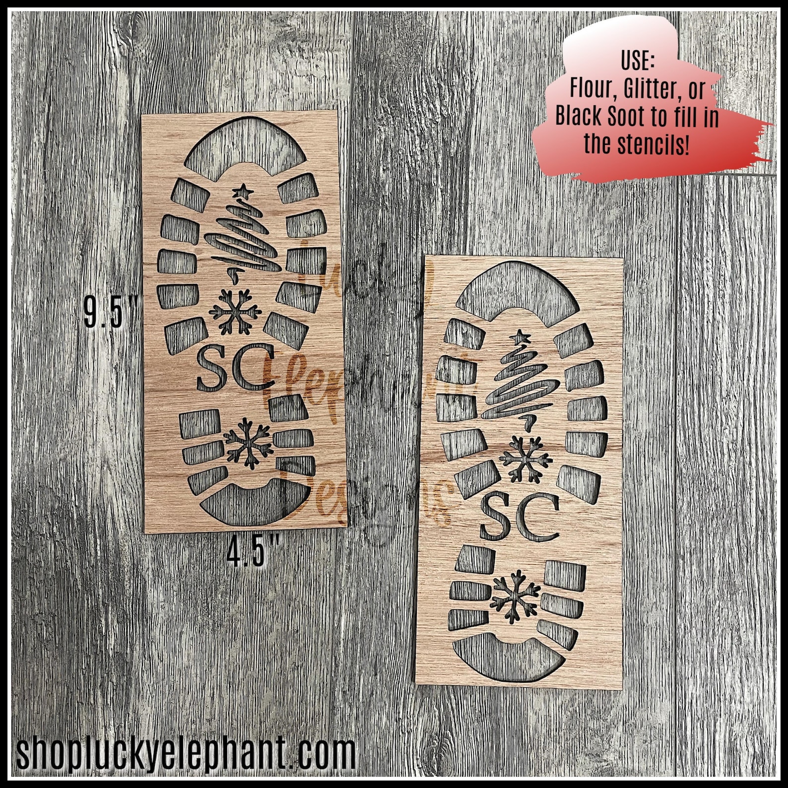 Santa Footprint Stencils Santa Boot Stencils Santa - Etsy