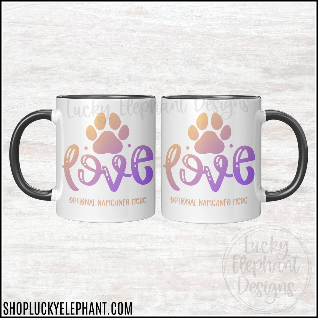 Love Paw Print Coffee Mug - Love Cat Paw Coffee Mug - Personalized Pet ...