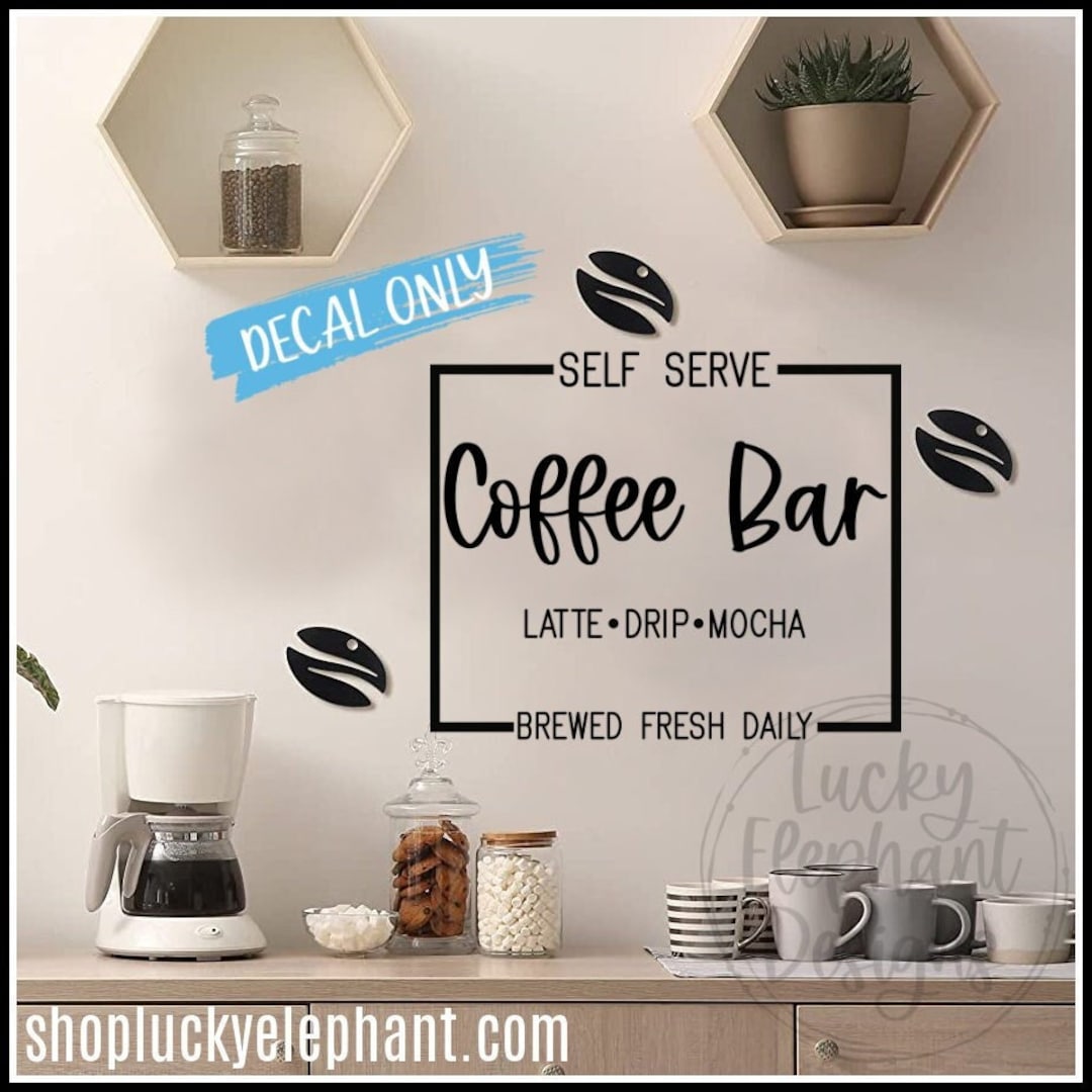 Coffee Bar Wall Decal - Custom Coffee Bar Decal - Coffee Bar Wall Decor ...
