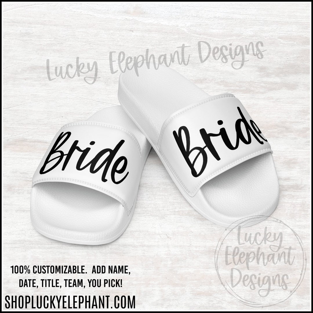 Personalized Wedding Bride Slides - Bride Flip Flops - Personalized ...