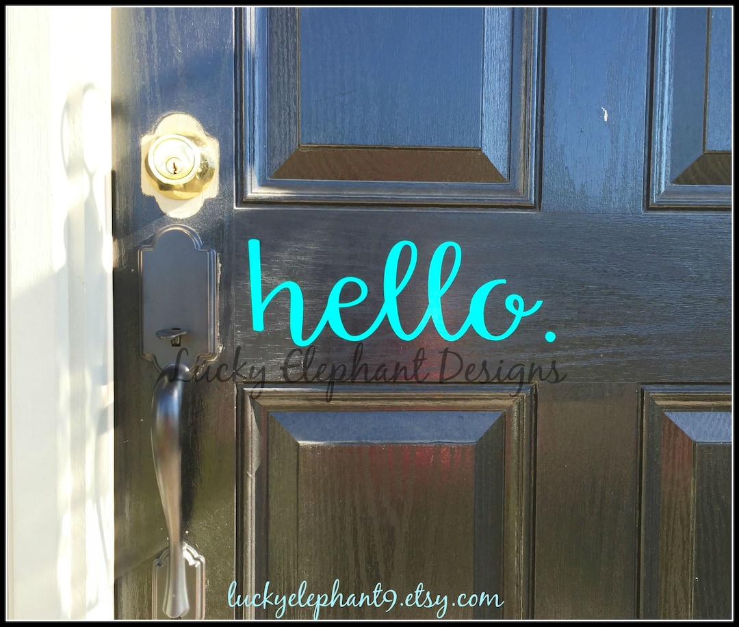 Front Door Hello Greeting Decal - Hello Door Decal - Welcome Door Decal ...